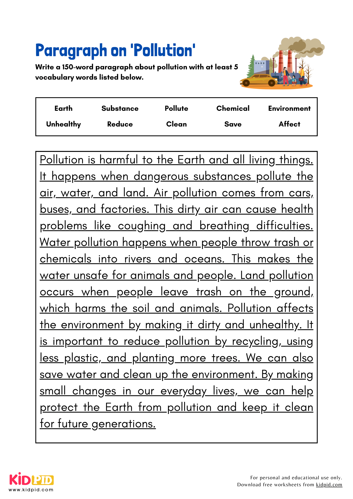 Paragraph on 'Pollution' - Kidpid