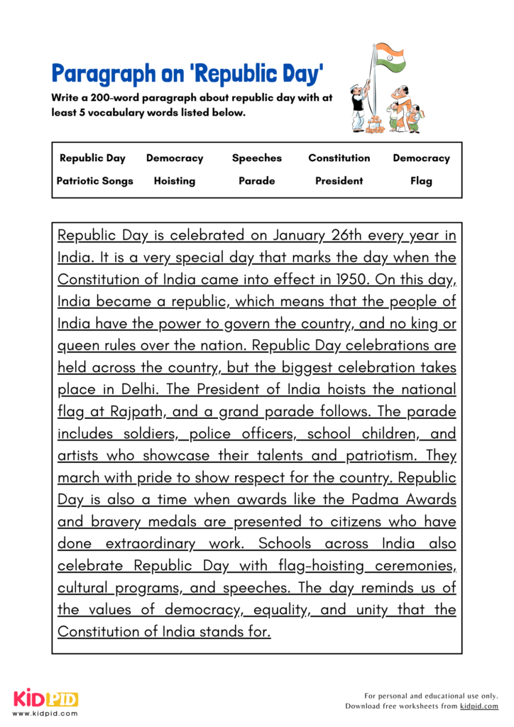 Paragraph on 'Republic Day' (26 January) - Kidpid