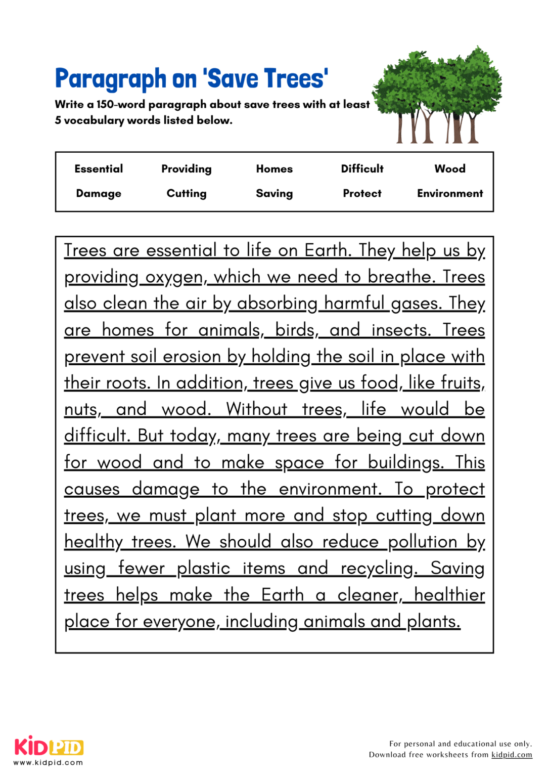 Paragraph on 'Save Trees' - Kidpid