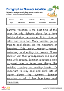 Paragraph on 'Summer Vacation' - Kidpid