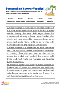 Paragraph on 'Summer Vacation' - Kidpid