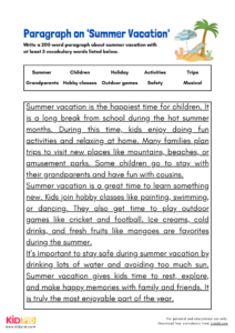 Paragraph on 'Summer Vacation' - Kidpid