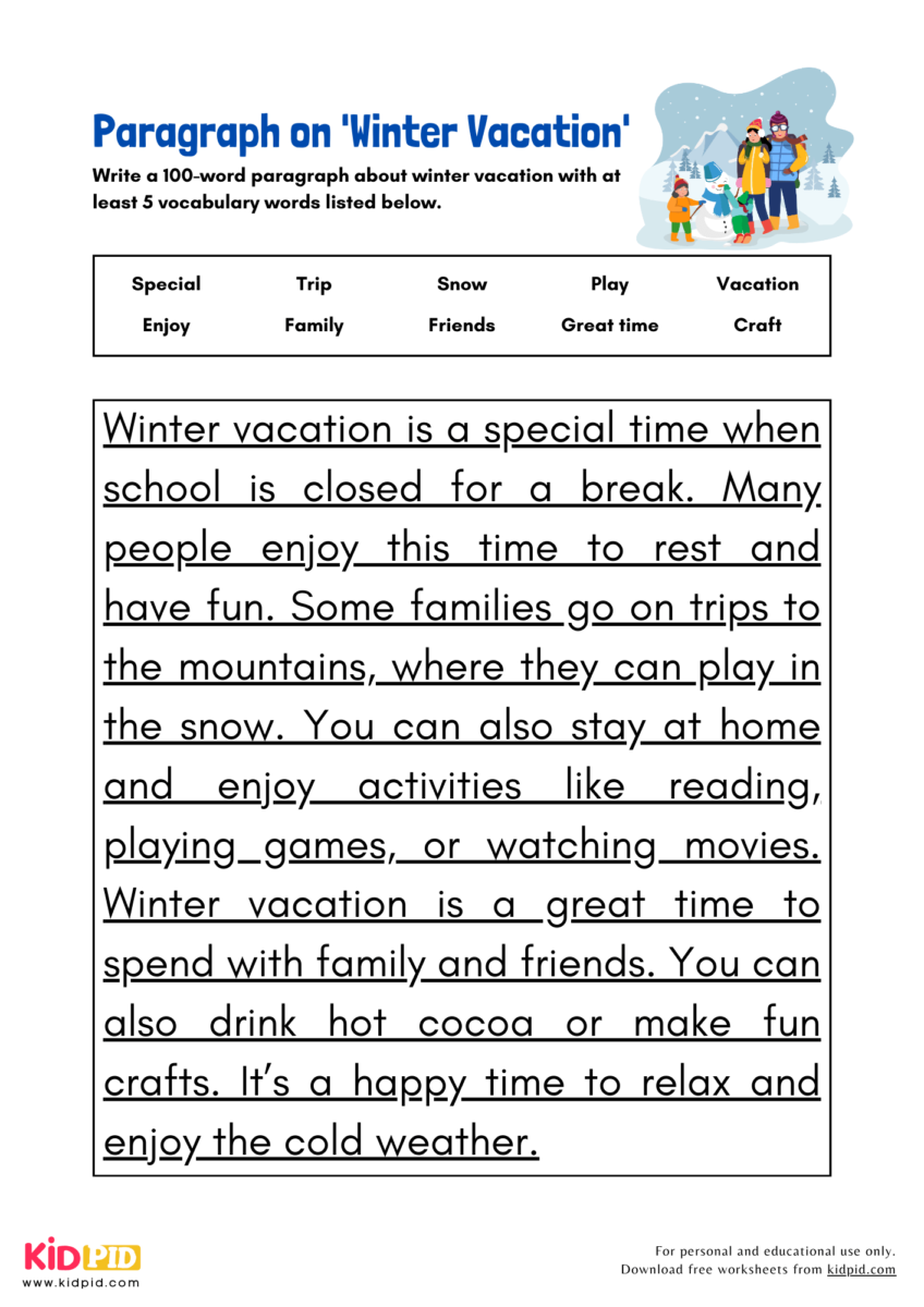 Paragraph on 'Winter Vacation' - Kidpid