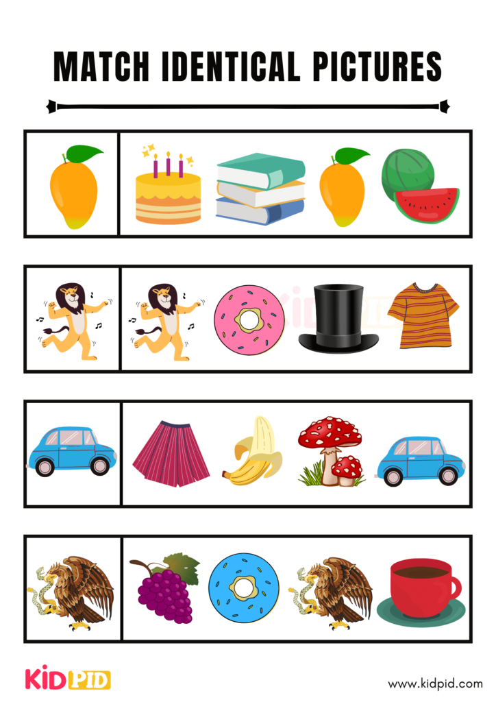 Match Identical Pictures Workbook - Kidpid