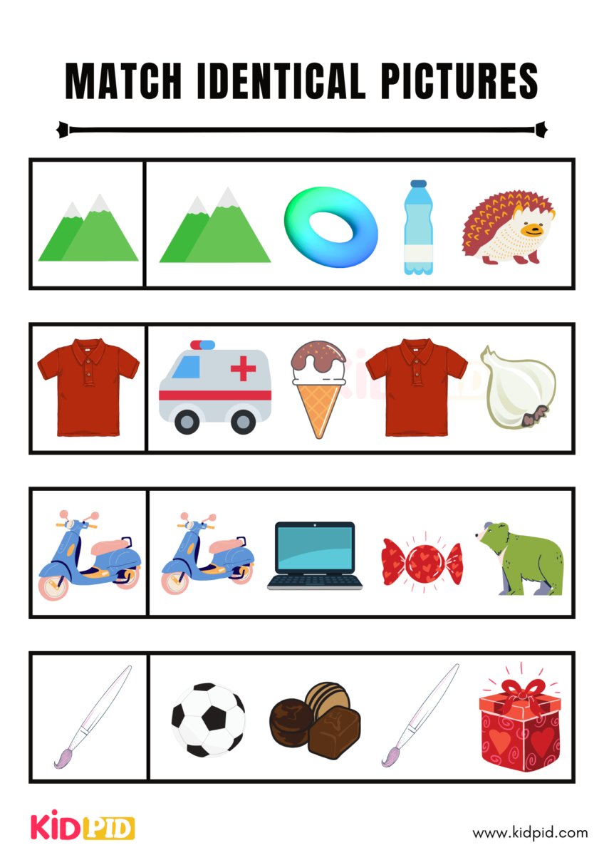 Match Identical Pictures Workbook - Kidpid