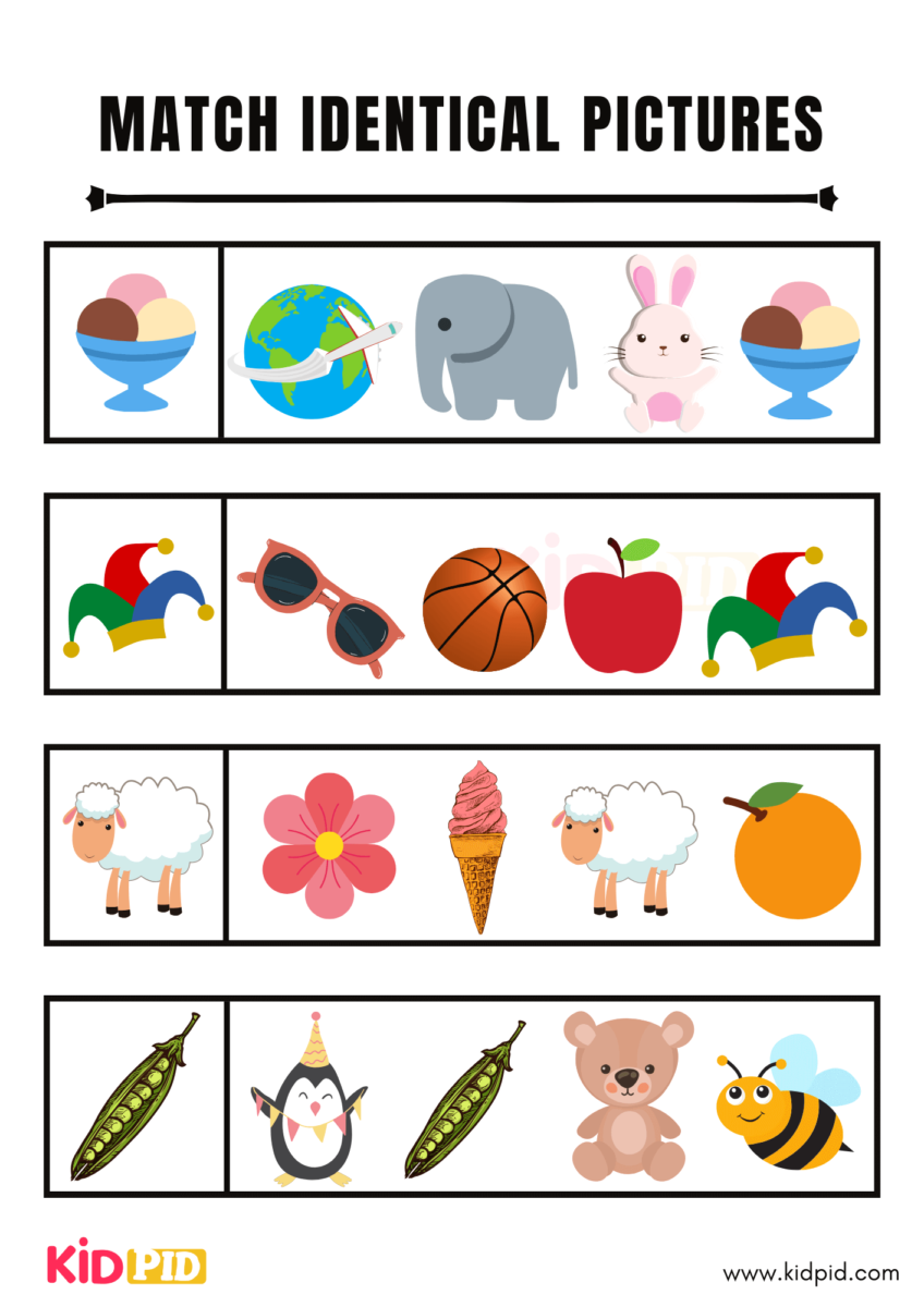 Match Identical Pictures Workbook - Kidpid