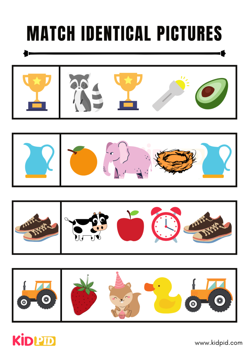 Match Identical Pictures Workbook - Kidpid