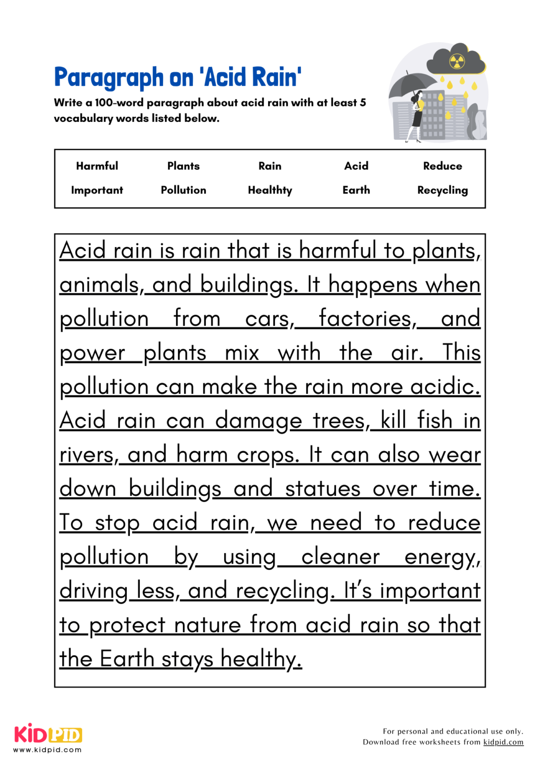 Paragraph on 'Acid Rain' - Kidpid