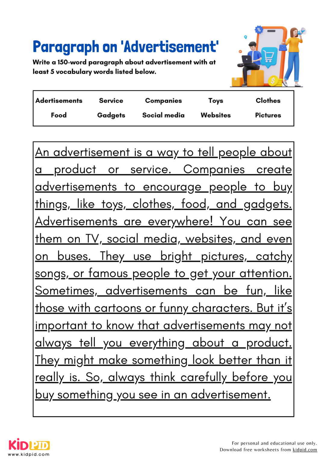 Paragraph on 'Advertisement' - Kidpid