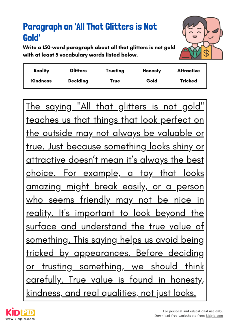 Paragraph on 'All That Glitters is not Gold' - Kidpid