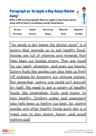 Paragraph on 'An Apple a Day Keeps Doctor Away' - Kidpid