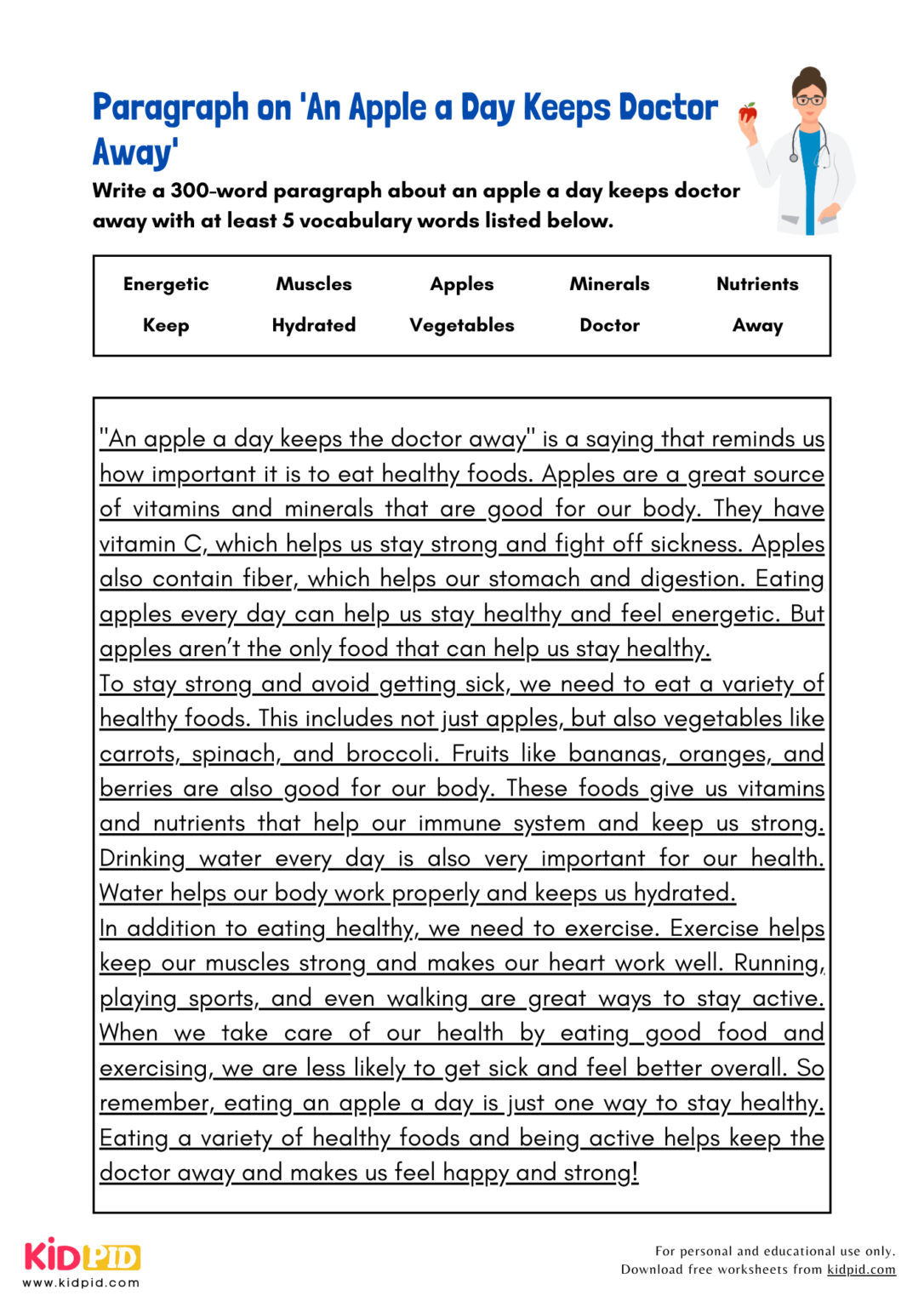 Paragraph on 'An Apple a Day Keeps Doctor Away' - Kidpid