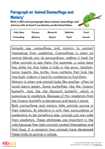 Paragraph on 'Animal Camouflage and Mimicry' - Kidpid