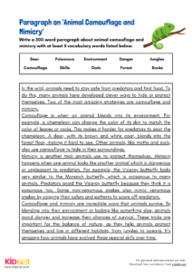 Paragraph on 'Animal Camouflage and Mimicry' - Kidpid