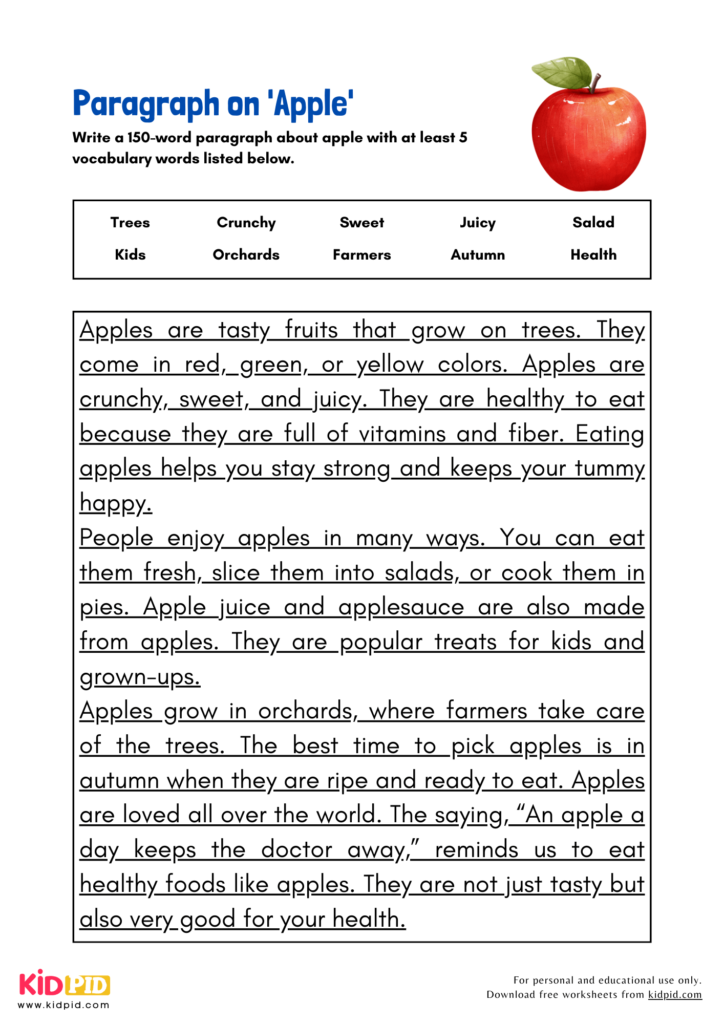 Paragraph on 'Apple' - Kidpid