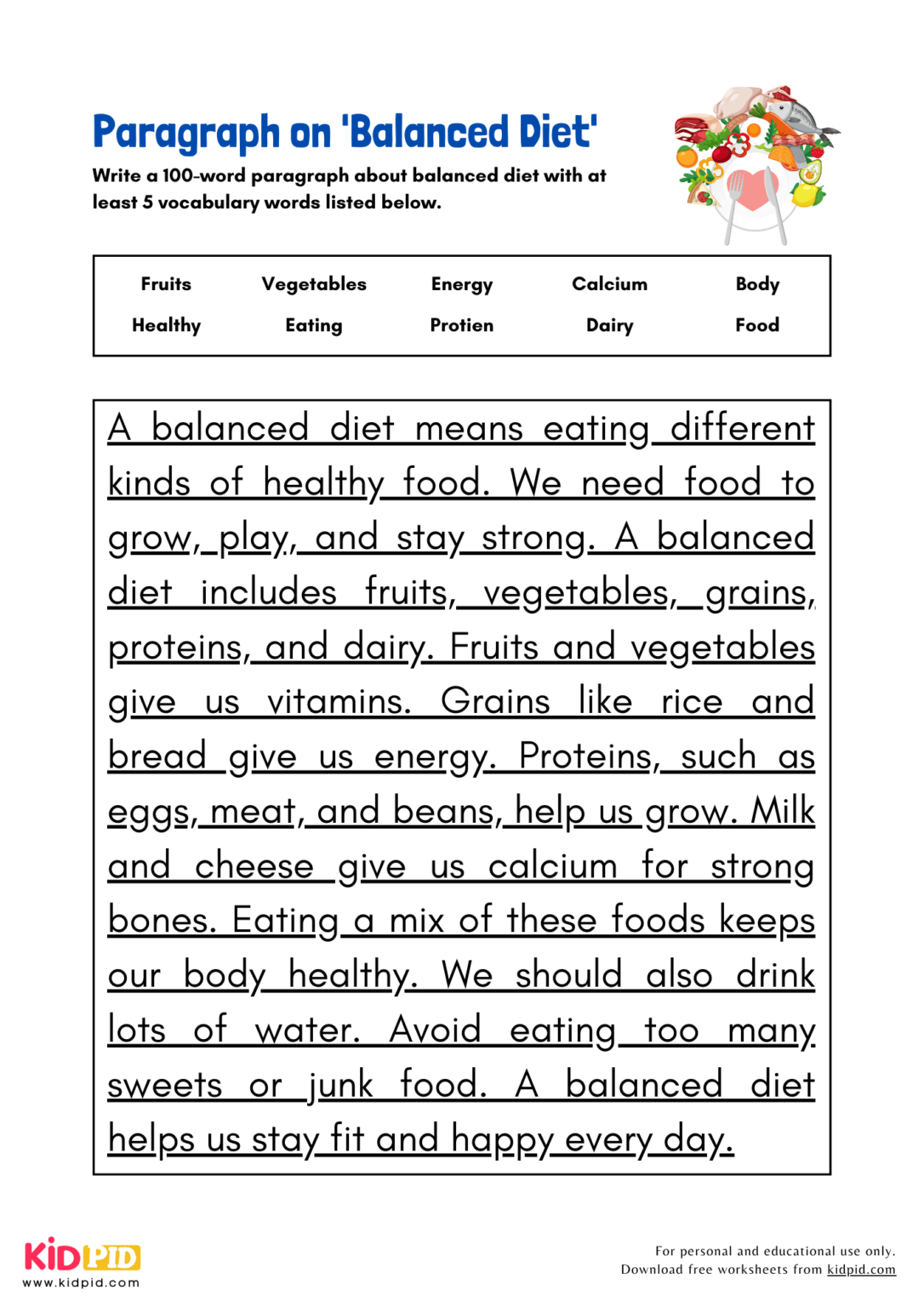 Paragraph on 'Balanced Diet' - Kidpid