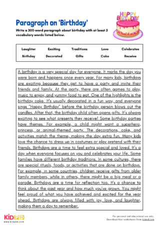 Paragraph on 'Birthday' - Kidpid