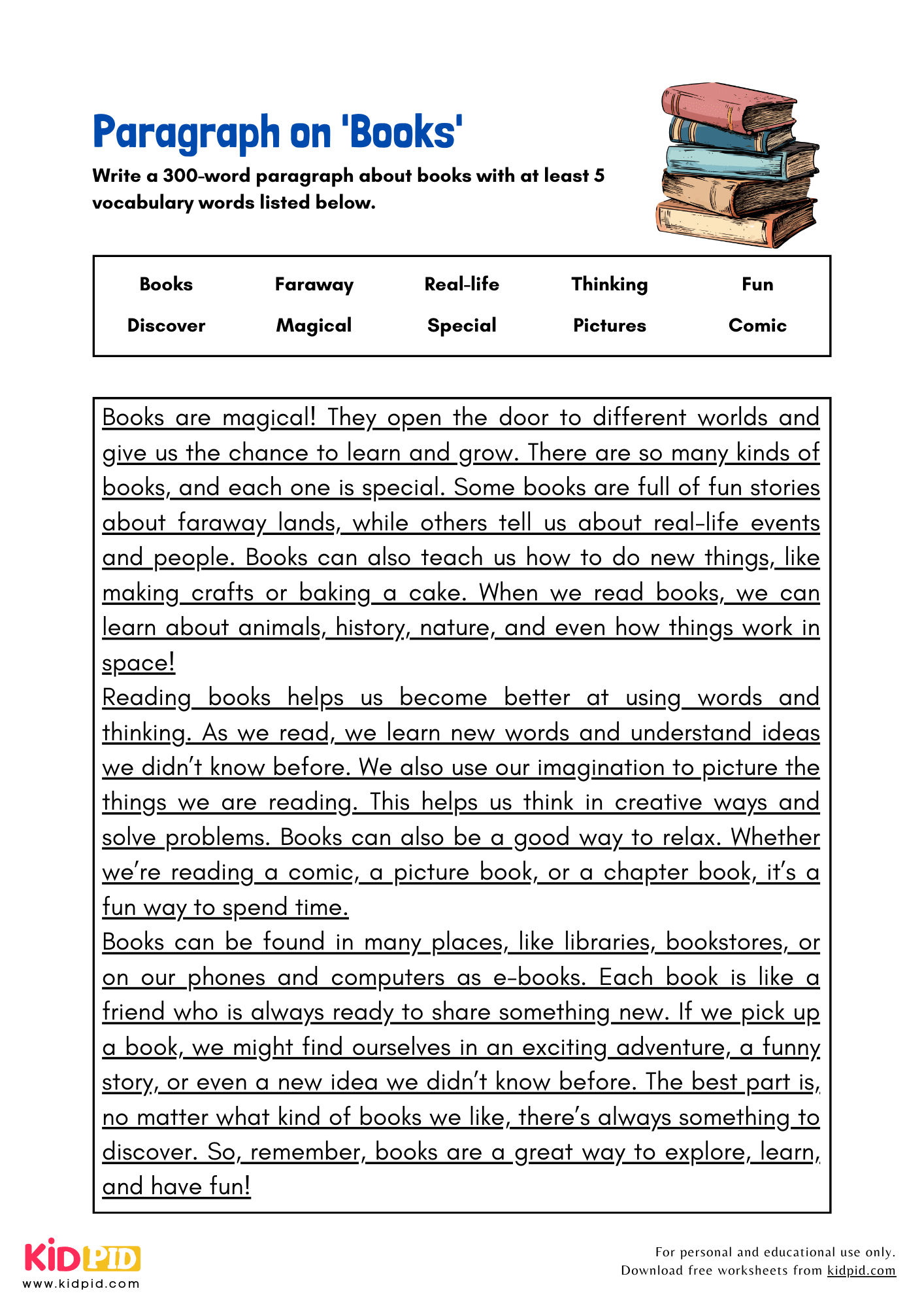 Paragraph on 'Books' - Kidpid