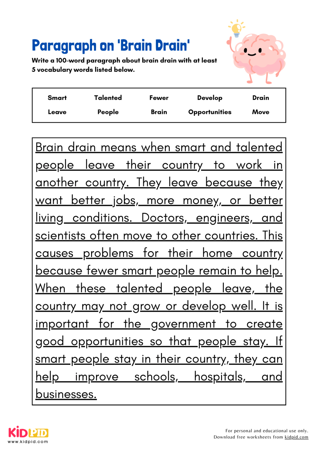 Paragraph on 'Brain Drain' - Kidpid