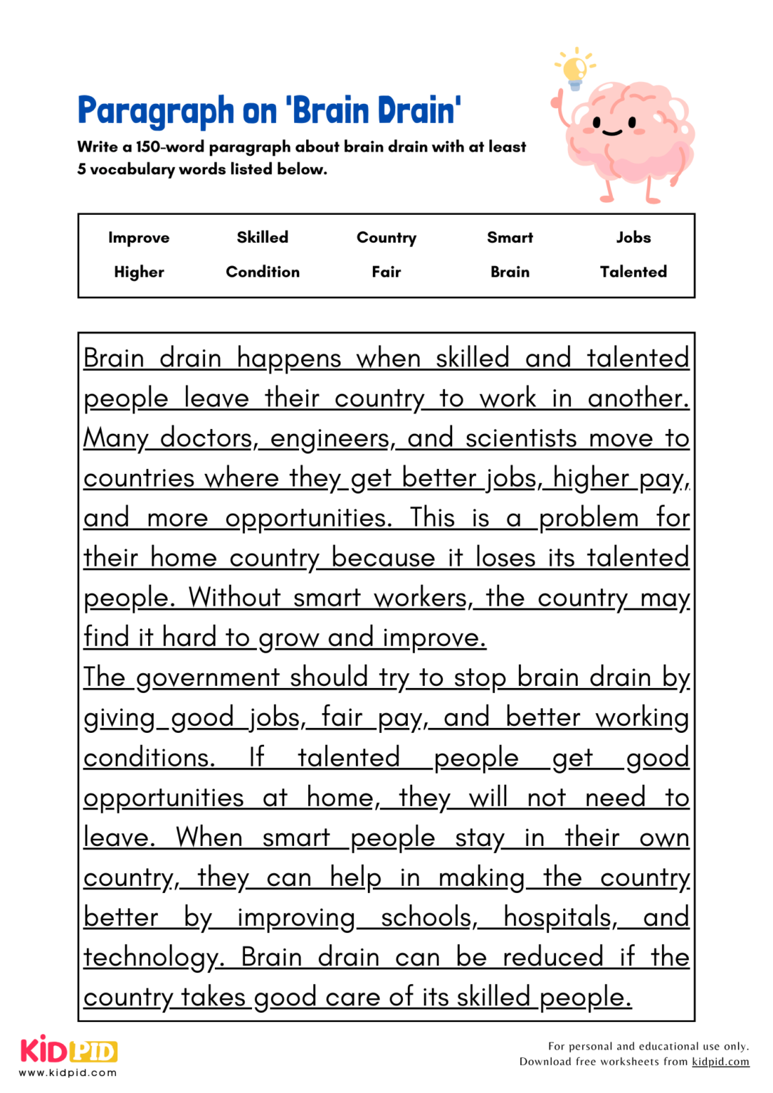 Paragraph on 'Brain Drain' - Kidpid