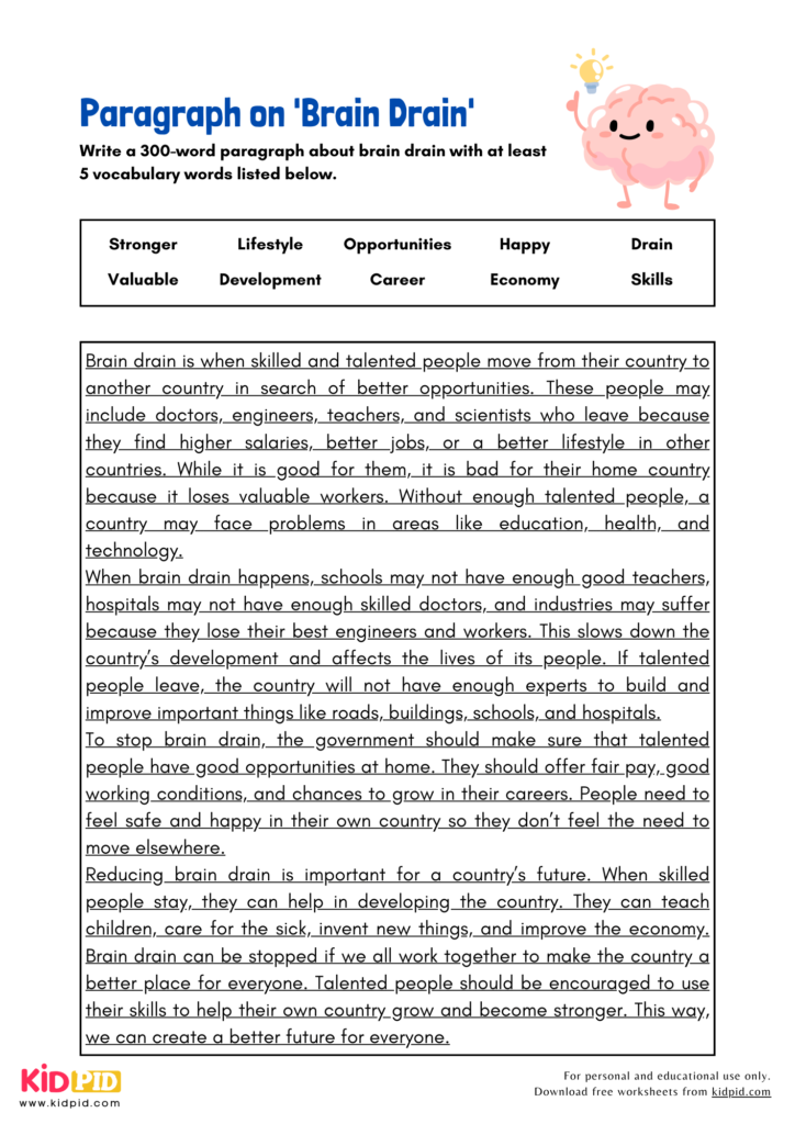 Paragraph on 'Brain Drain' - Kidpid