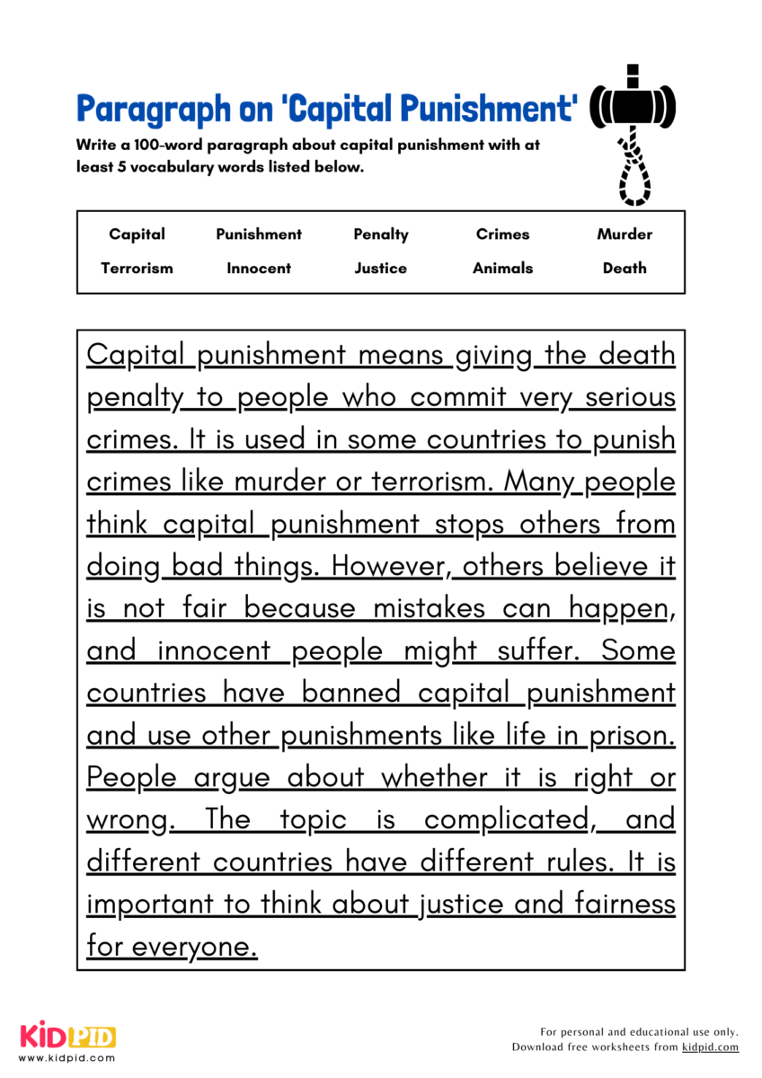 Paragraph on 'Capital Punishment' - Kidpid