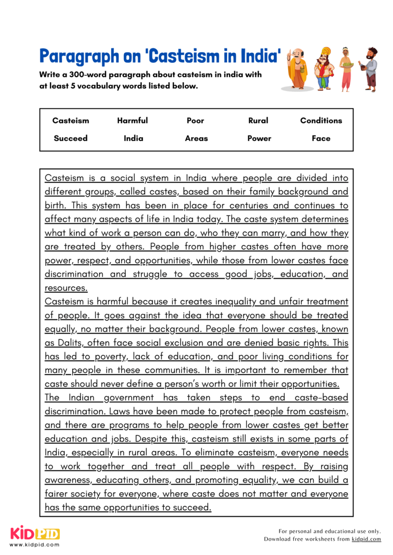 Paragraph on 'Casteism in India' - Kidpid