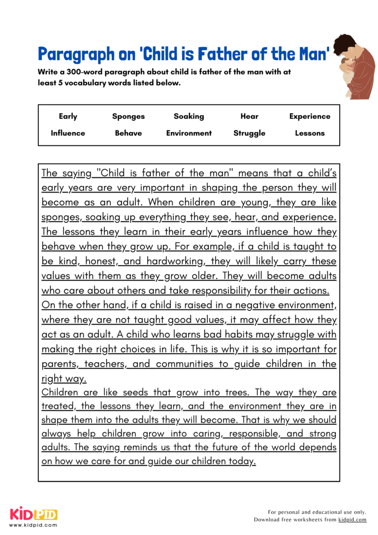 Paragraph on 'Child is Father of the Man' - Kidpid