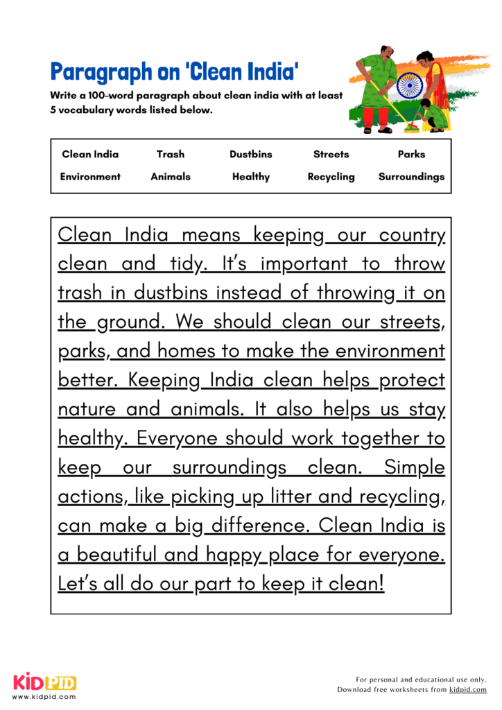 Paragraph on 'Clean India' - Kidpid