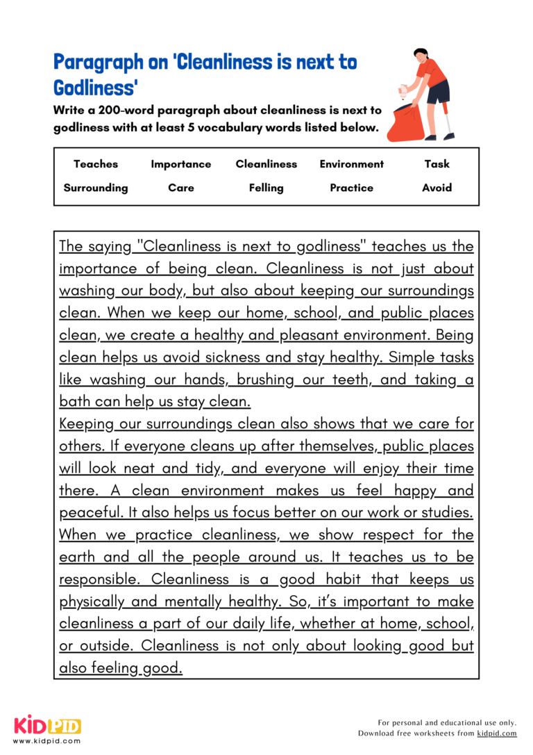 Paragraph on 'Cleanliness is Next to Godliness' - Kidpid