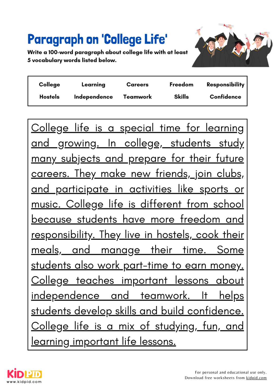 Paragraph on 'College Life' - Kidpid