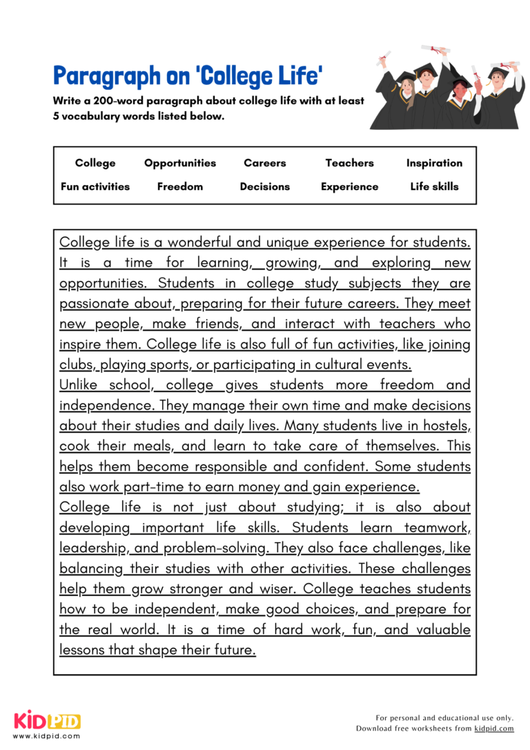 Paragraph on 'College Life' - Kidpid