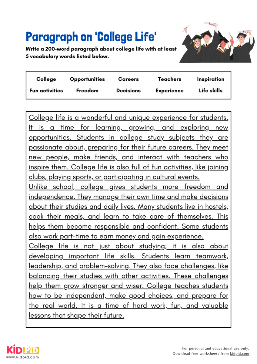 Paragraph on 'College Life' - Kidpid