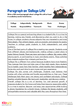 Paragraph on 'College Life' - Kidpid