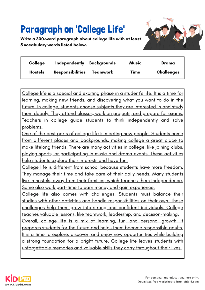 Paragraph on 'College Life' - Kidpid