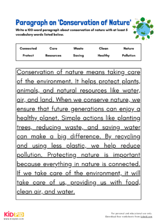 Paragraph on 'Conservation of Nature' - Kidpid