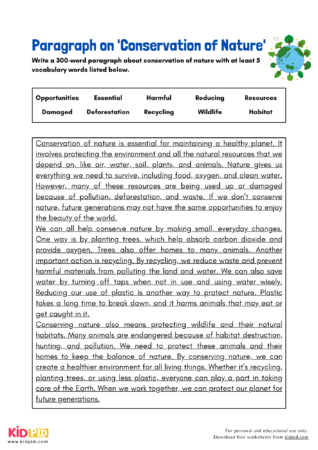 Paragraph on 'Conservation of Nature' - Kidpid