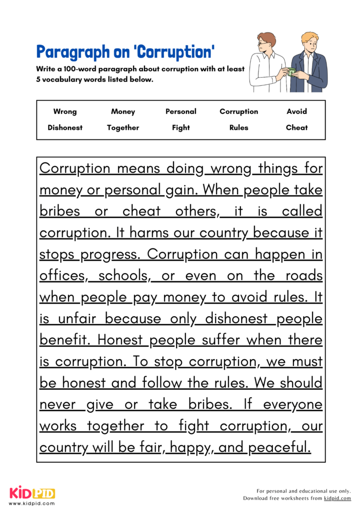 Paragraph on 'Corruption' - Kidpid