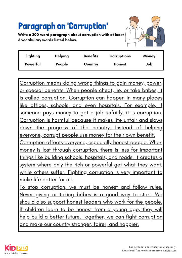 Paragraph on 'Corruption' - Kidpid