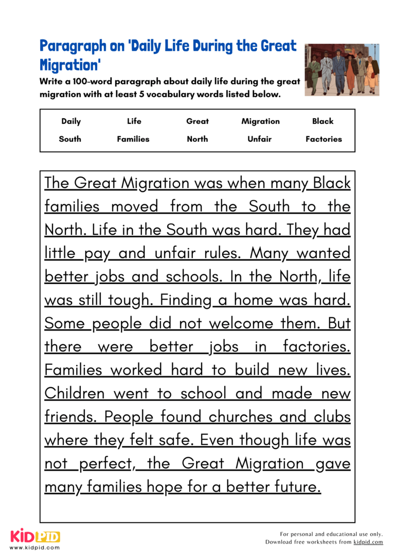 Paragraph on 'Daily Life During the Great Migration' - Kidpid