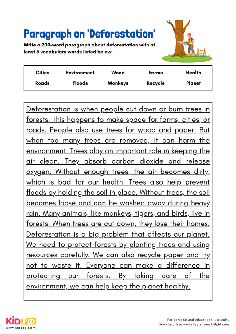 Paragraph on 'Deforestation' - Kidpid