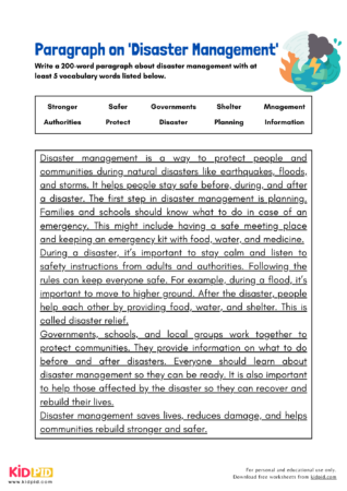 Paragraph on 'Disaster Management' - Kidpid