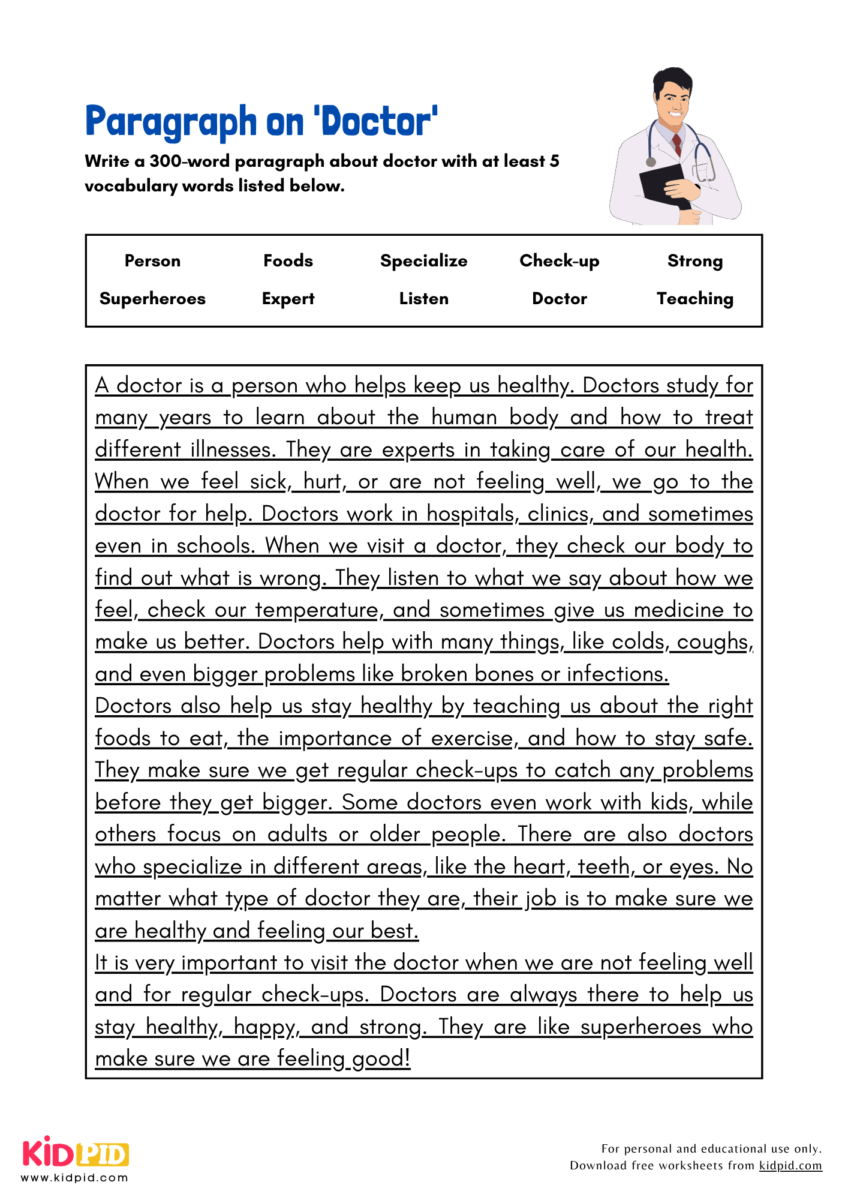 Paragraph on 'Doctor' - Kidpid