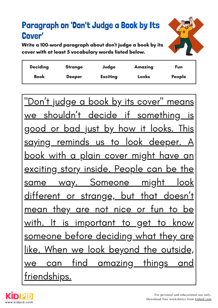 Paragraph on 'Don't Judge a Book by Its Cover' - Kidpid