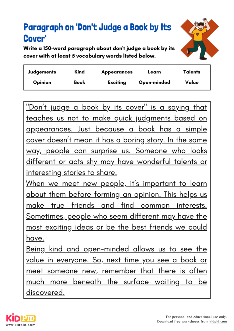 Paragraph on 'Don't Judge a Book by Its Cover' - Kidpid