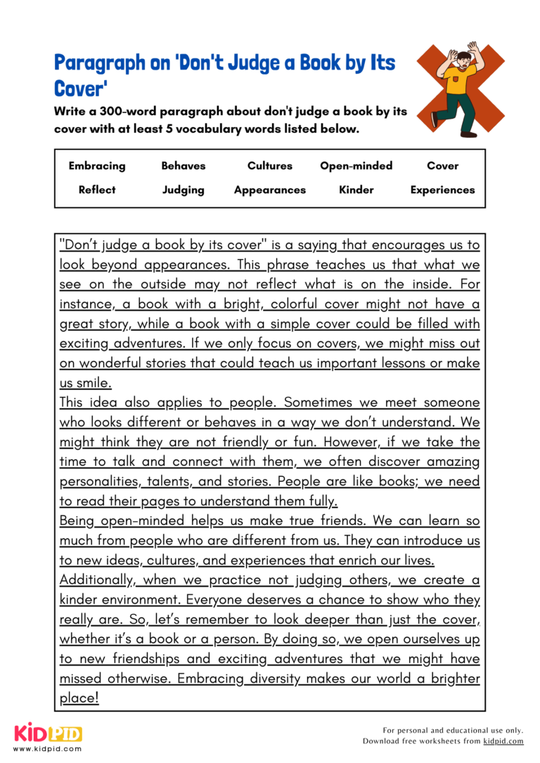 Paragraph on 'Don't Judge a Book by Its Cover' - Kidpid