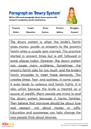 Paragraph on 'Dowry System' - Kidpid