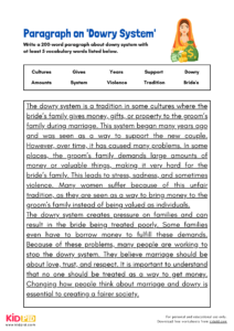 Paragraph on 'Dowry System' - Kidpid