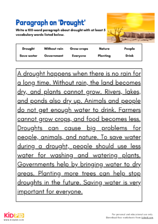 Paragraph on 'Drought' - Kidpid