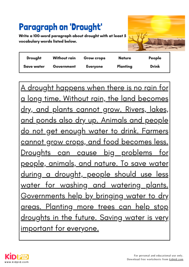Paragraph on 'Drought' - Kidpid